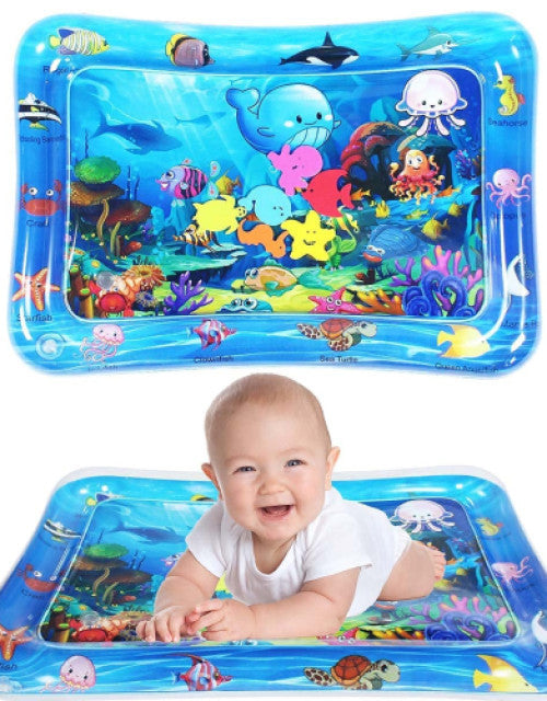 Baby Kids Water Mat Toys Inflatable Tummy Time Leakproof Water Mat ...